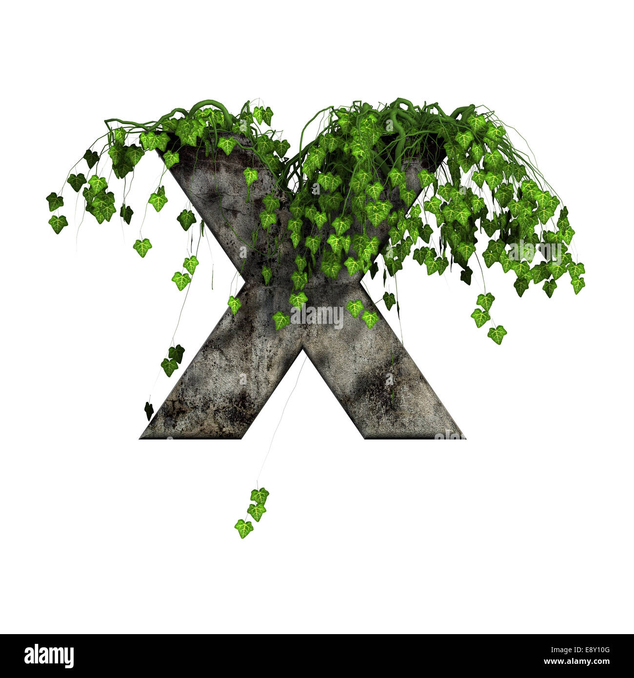 green ivy on 3d stone letter Stock Photo - Alamy