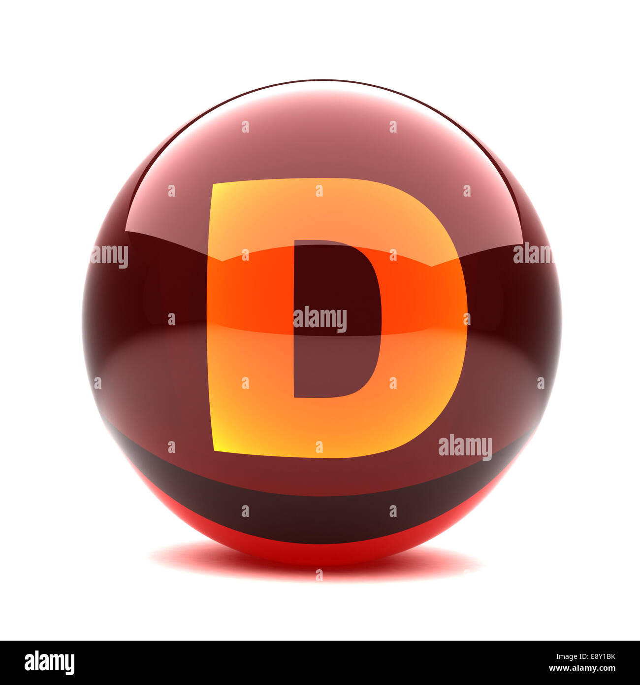 3d glossy sphere with orange letter - D Stock Photo - Alamy
