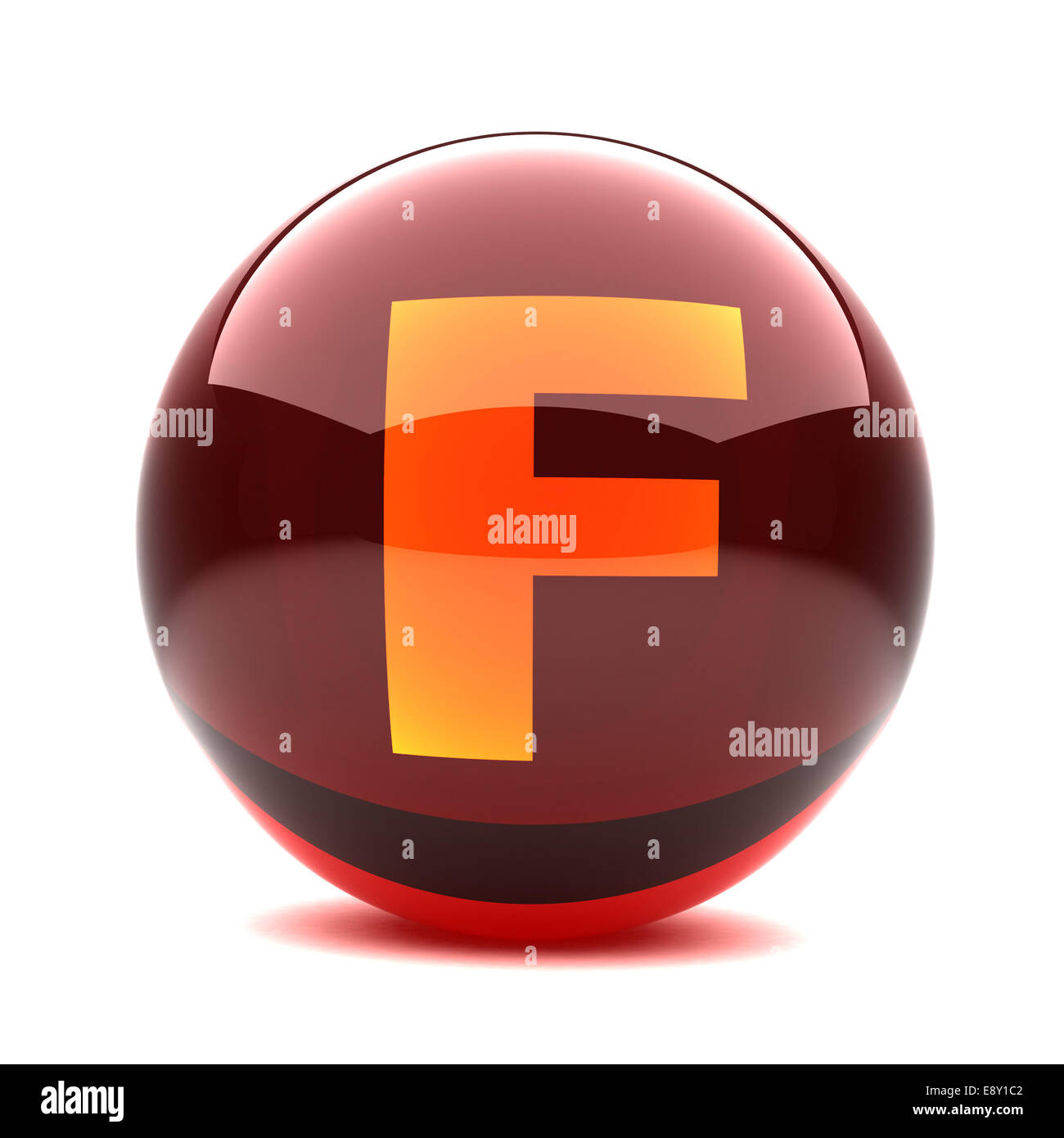 3d glossy sphere with orange letter - F Stock Photo - Alamy