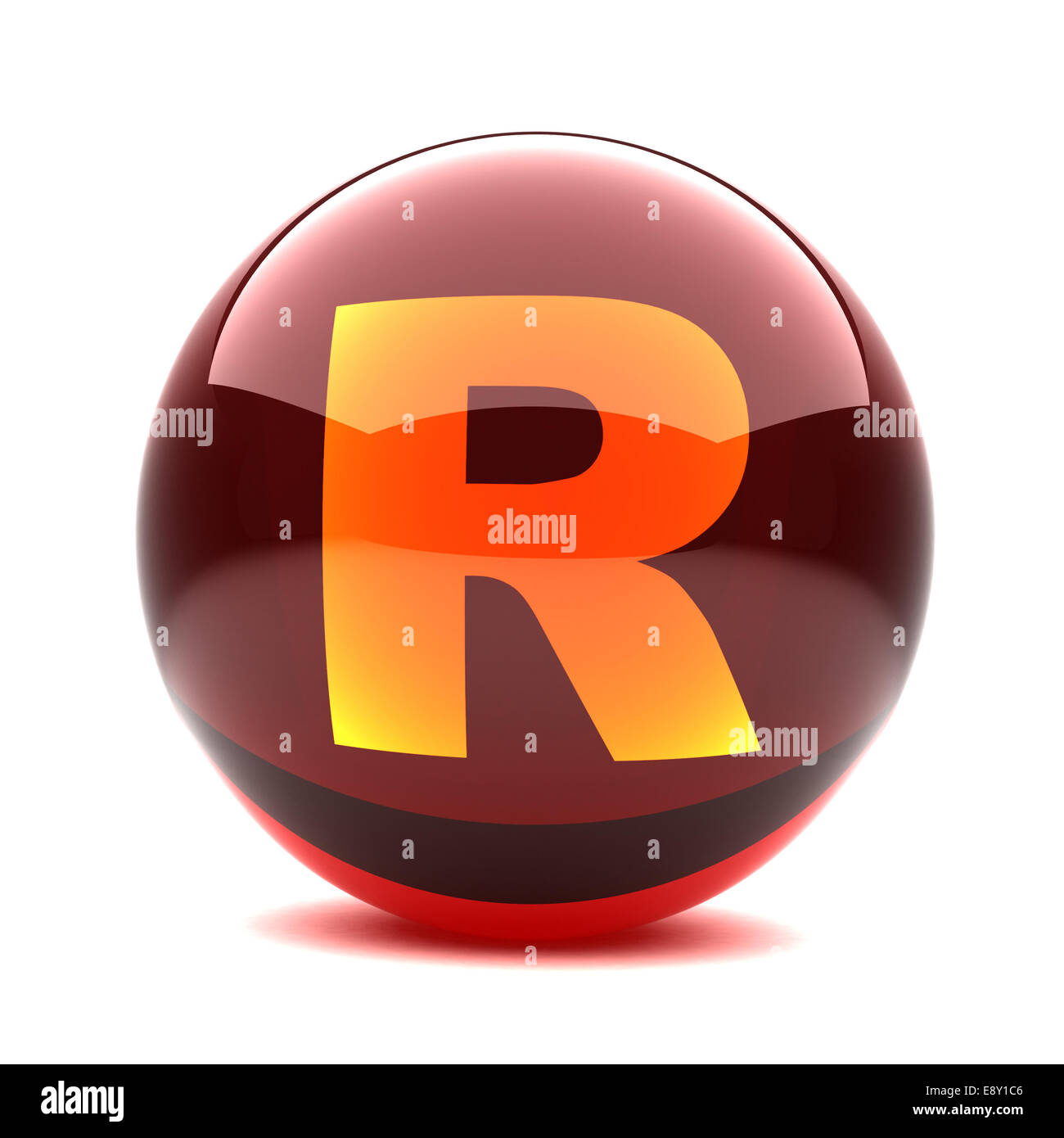 3d glossy sphere with orange letter - R Stock Photo - Alamy