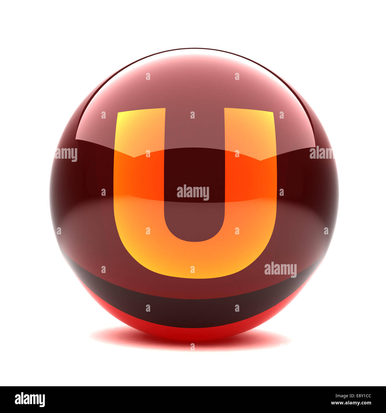 3d glossy sphere with orange letter - U Stock Photo - Alamy