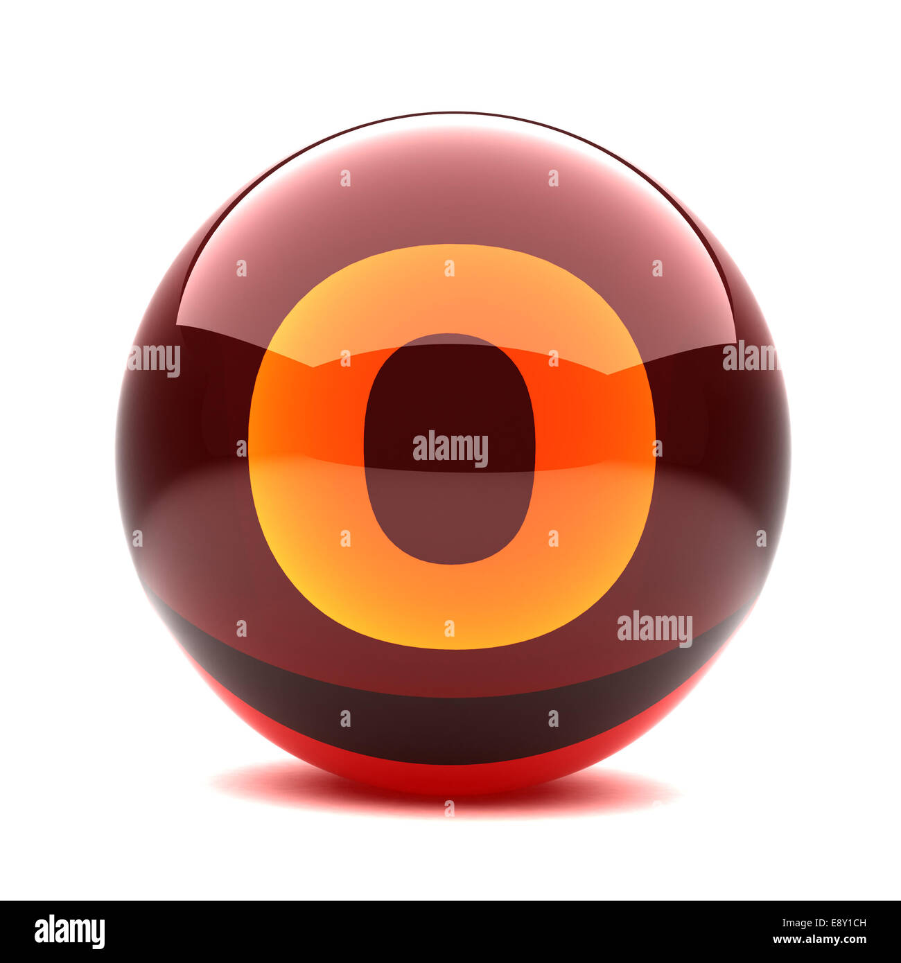 3d glossy sphere with orange letter - O Stock Photo - Alamy