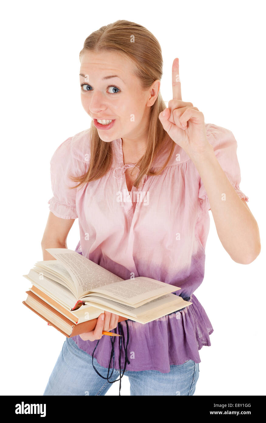 girl holding a book Stock Photo - Alamy