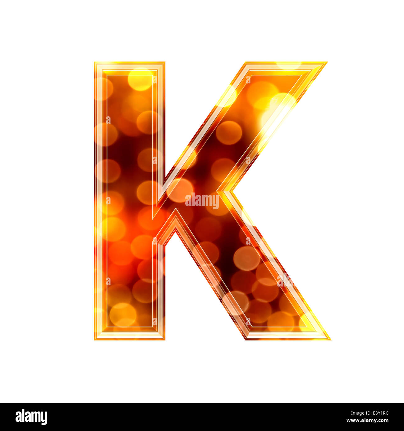 3d letter with glowing lights texture - K Stock Photo - Alamy