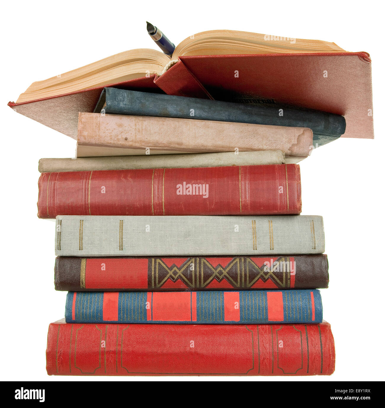 old books and pen Stock Photo - Alamy