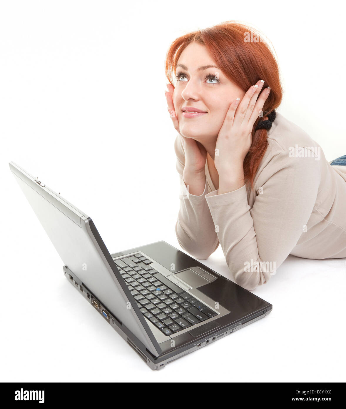 trendy girl with computer Stock Photo - Alamy