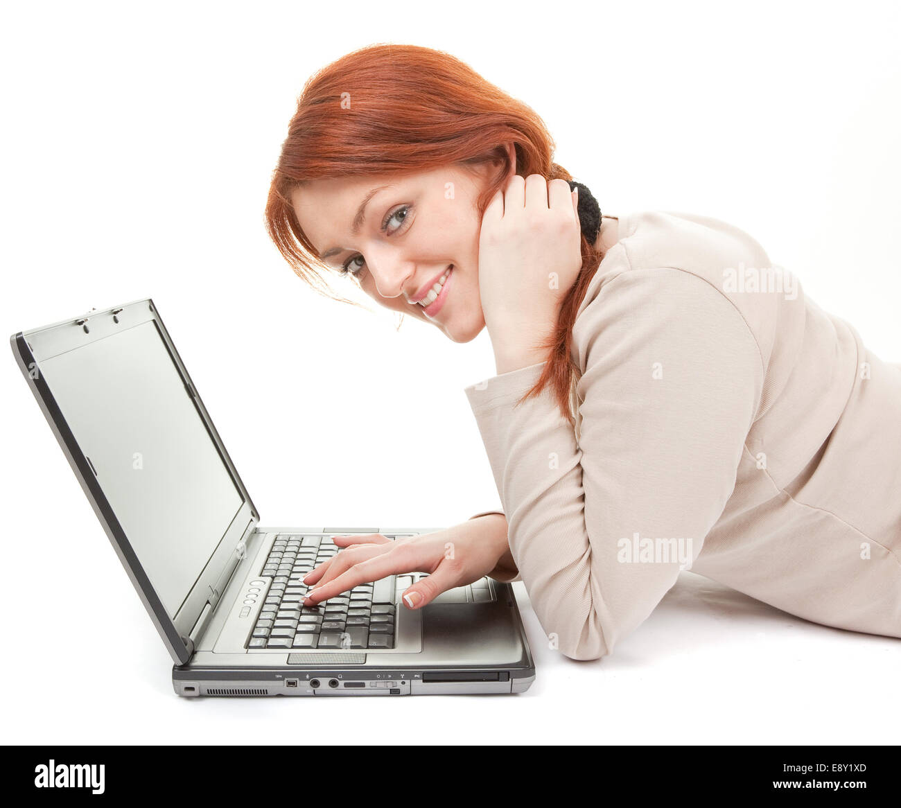 trendy girl with computer Stock Photo - Alamy