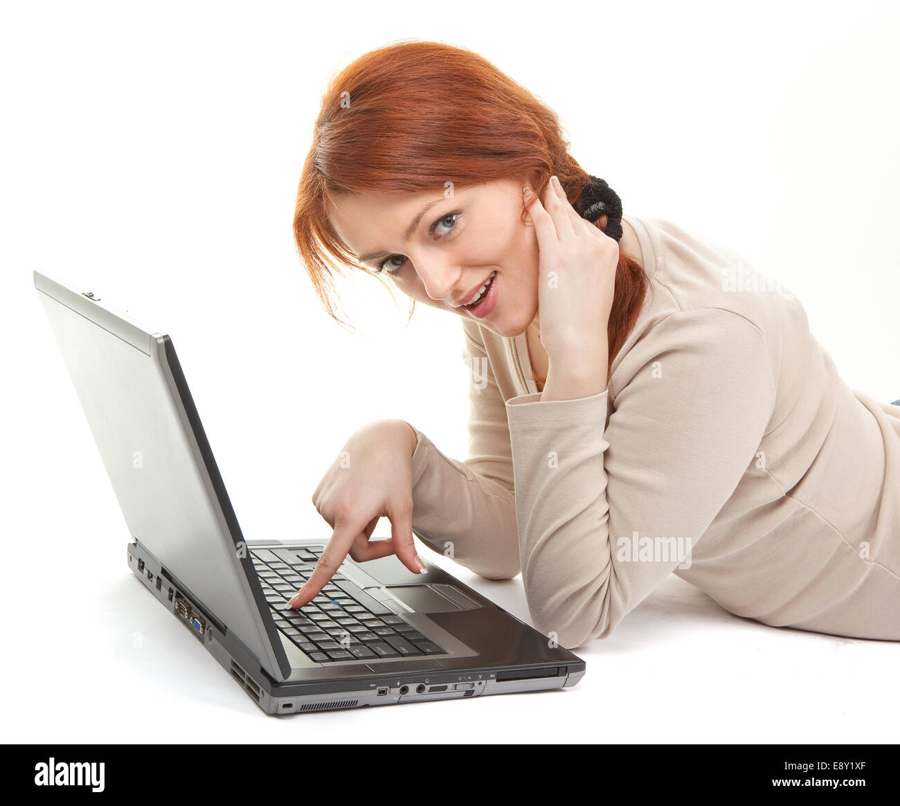 trendy girl with computer Stock Photo - Alamy