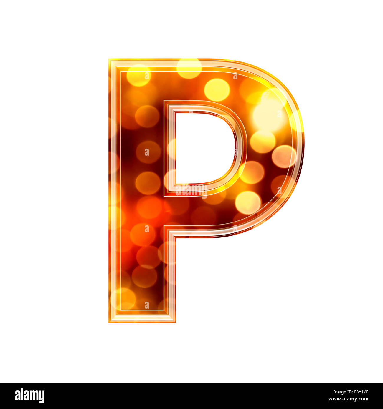 3d letter with glowing lights texture - P Stock Photo - Alamy
