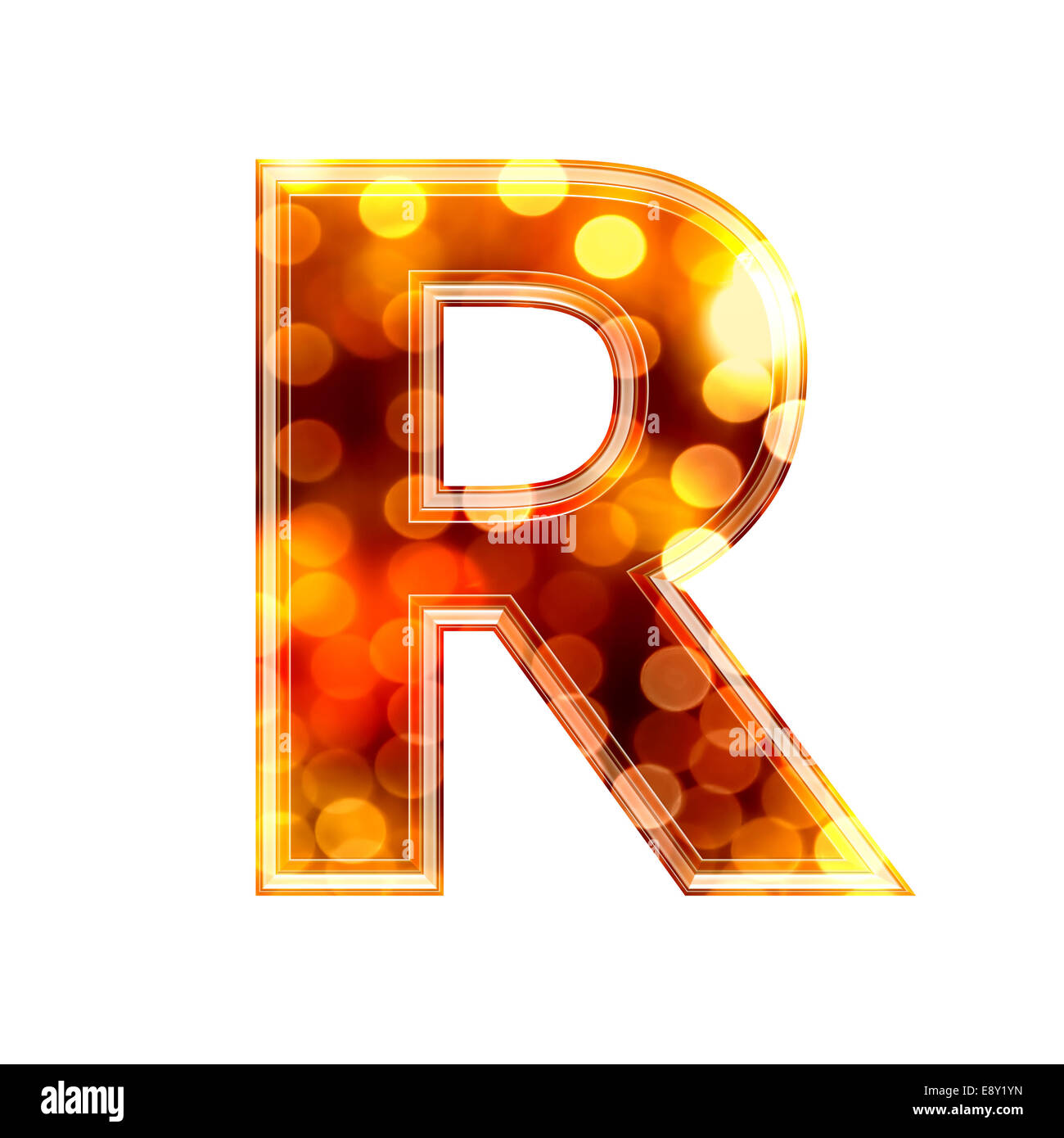 3d letter with glowing lights texture - R Stock Photo - Alamy