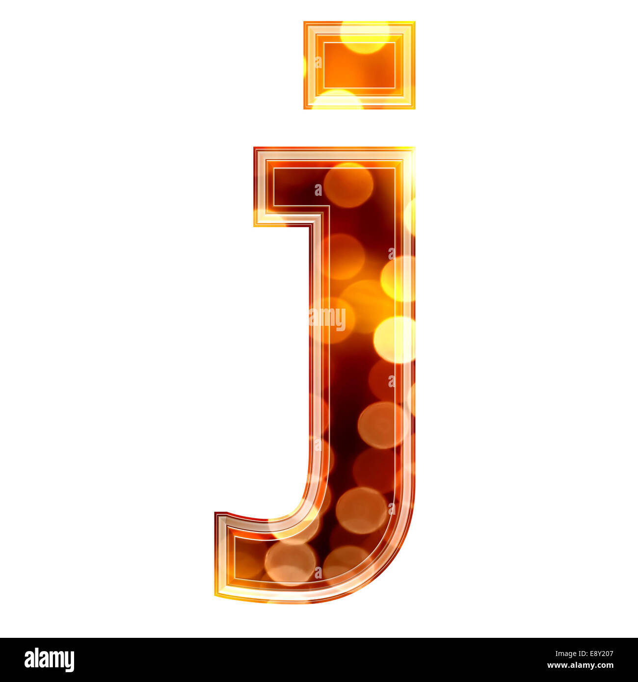 3d letter with glowing lights texture - j Stock Photo - Alamy
