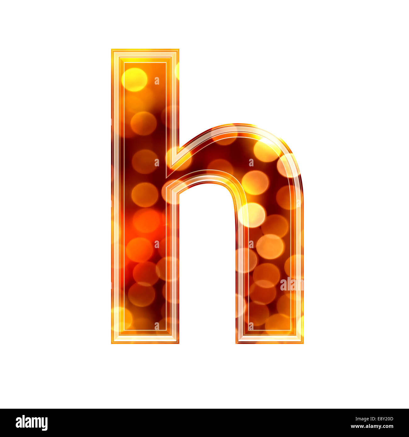 3d letter with glowing lights texture - h Stock Photo - Alamy