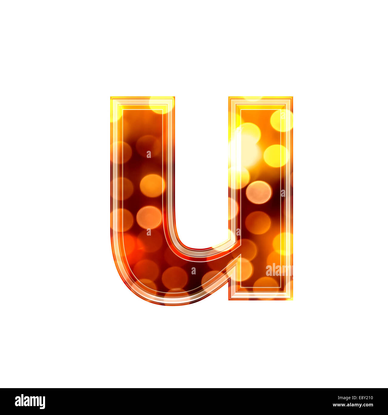 3d letter with glowing lights texture - u Stock Photo - Alamy