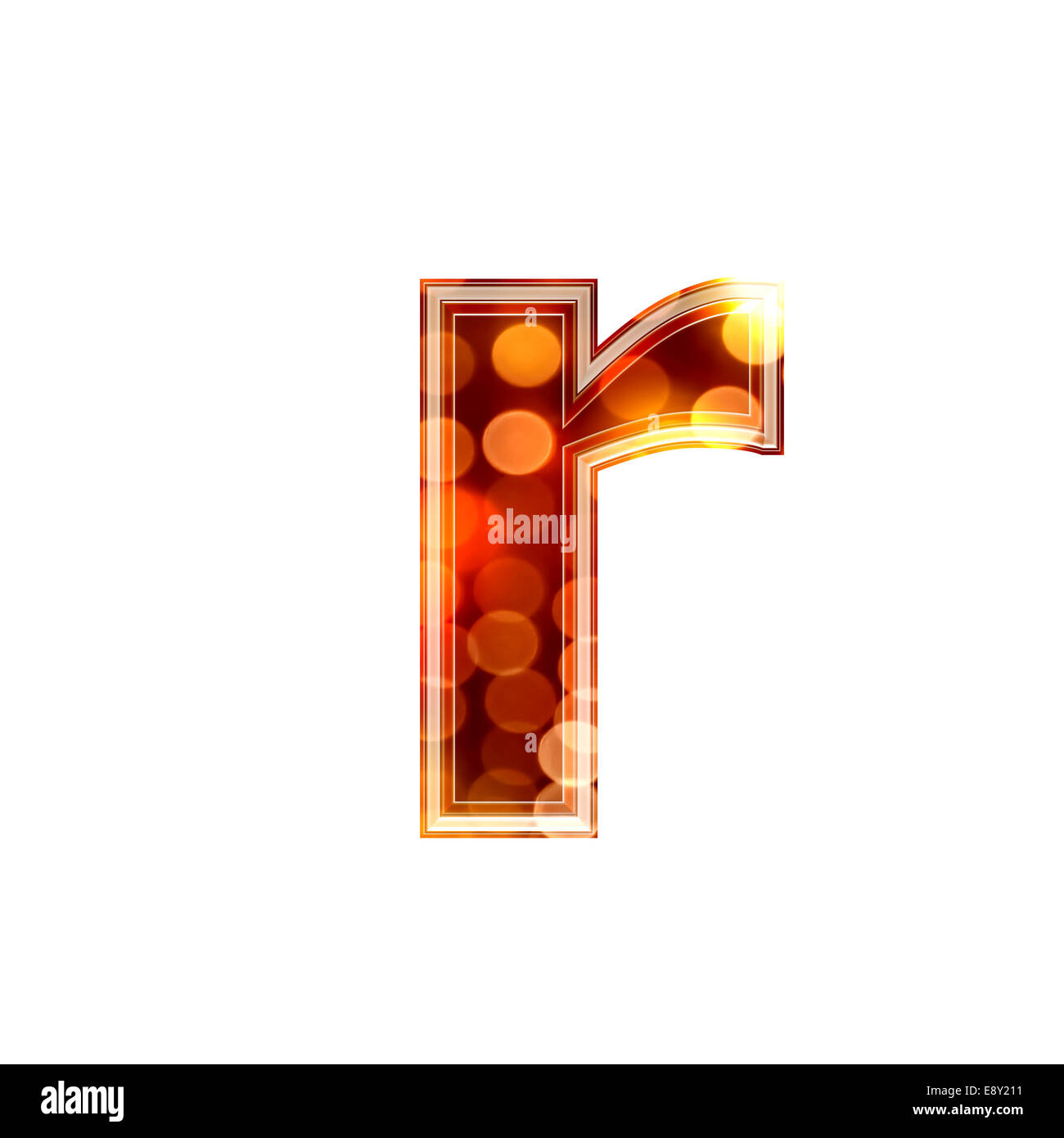 3d letter with glowing lights texture - r Stock Photo - Alamy