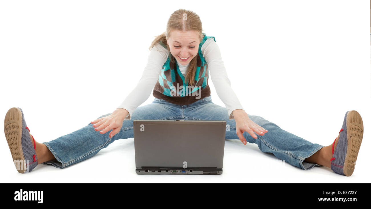 student girl and laptop Stock Photo - Alamy