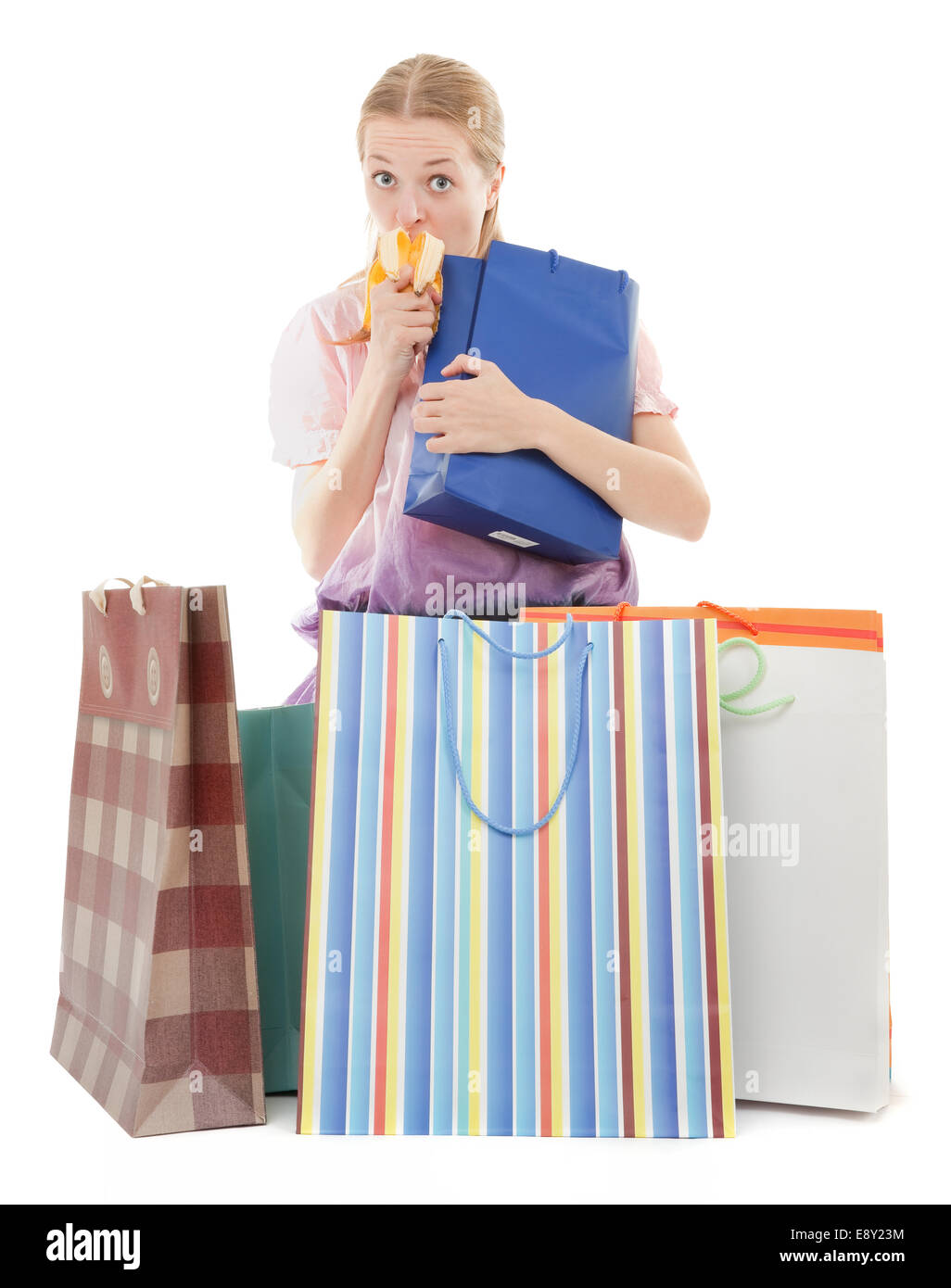 young girl with purchases Stock Photo - Alamy