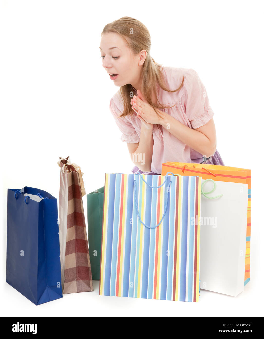 young girl with purchases Stock Photo - Alamy