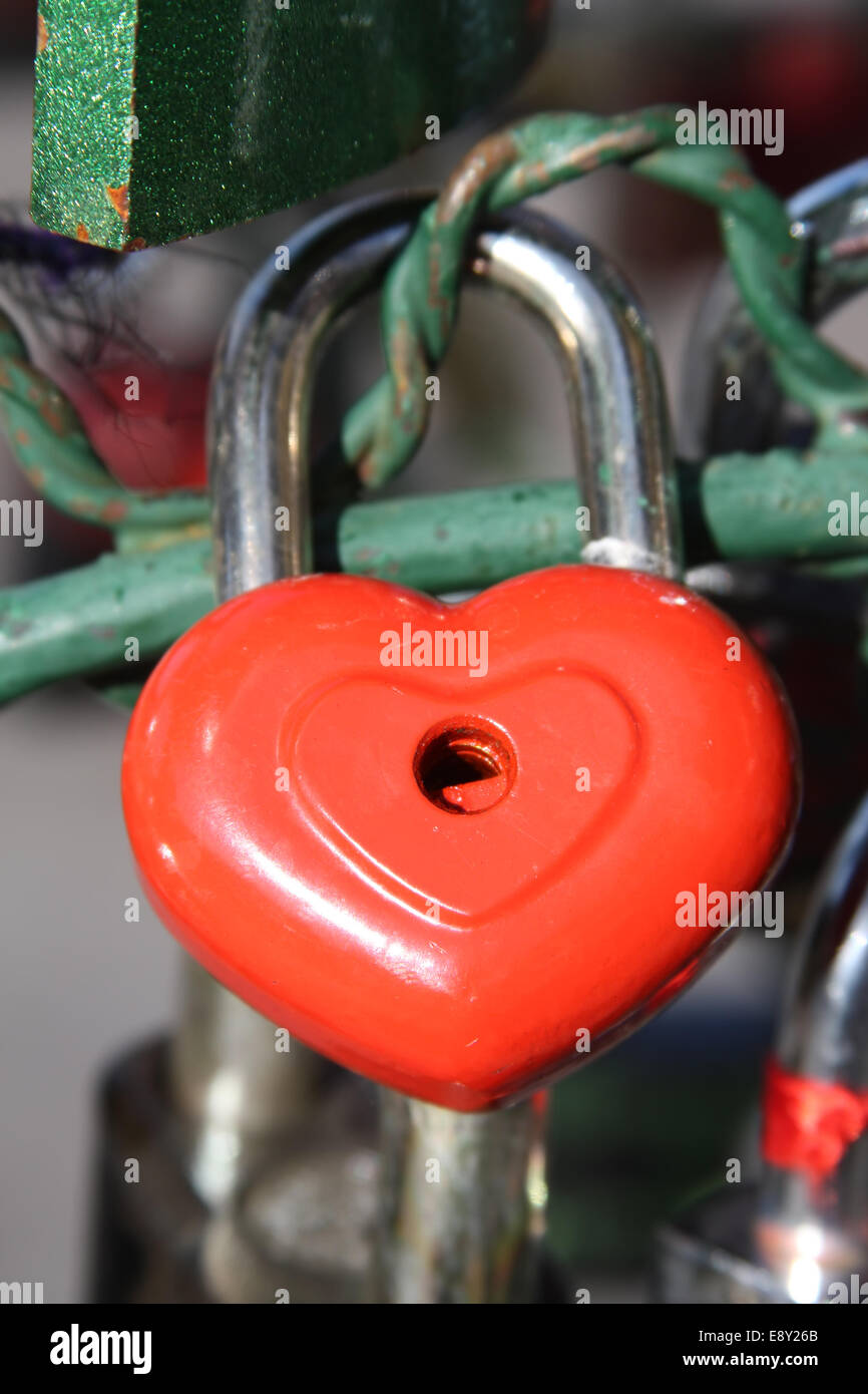 Red heart lock hi-res stock photography and images - Alamy