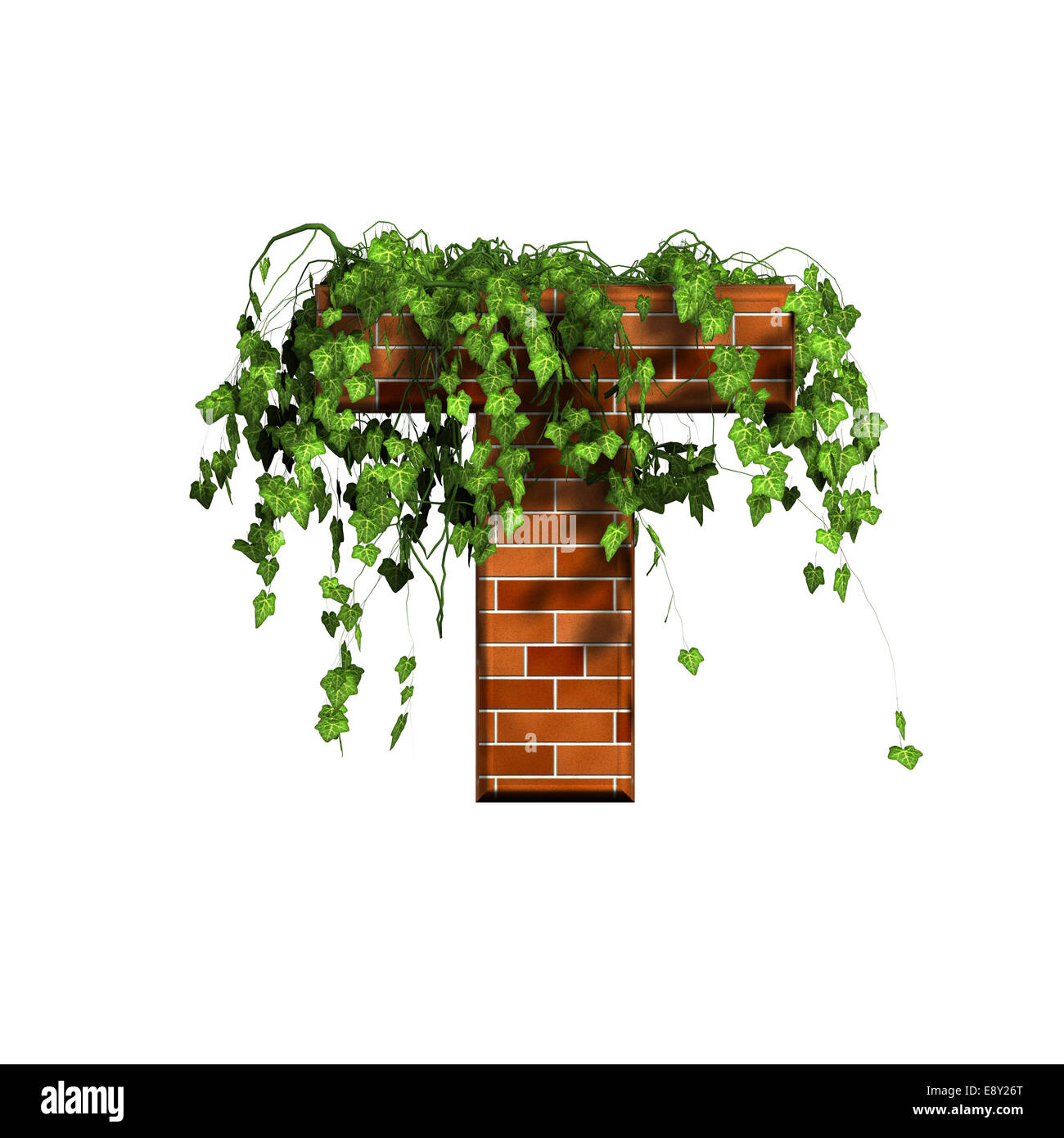 3d letter with brick texture - T Stock Photo - Alamy