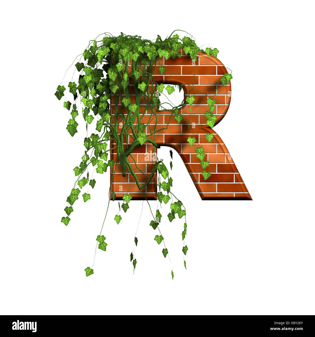 3d letter with brick texture - R Stock Photo - Alamy