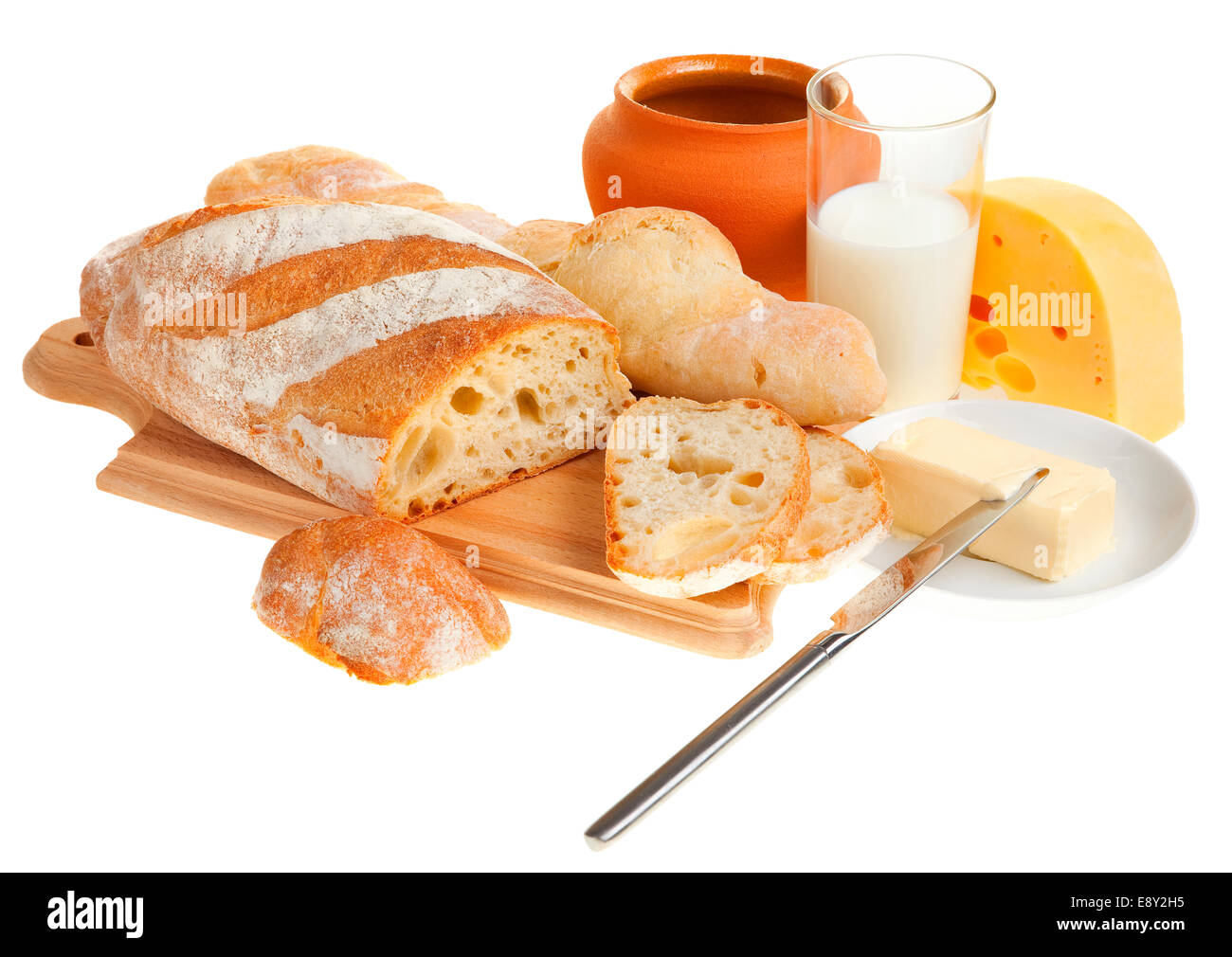piece of butter, bread and a knife Stock Photo - Alamy