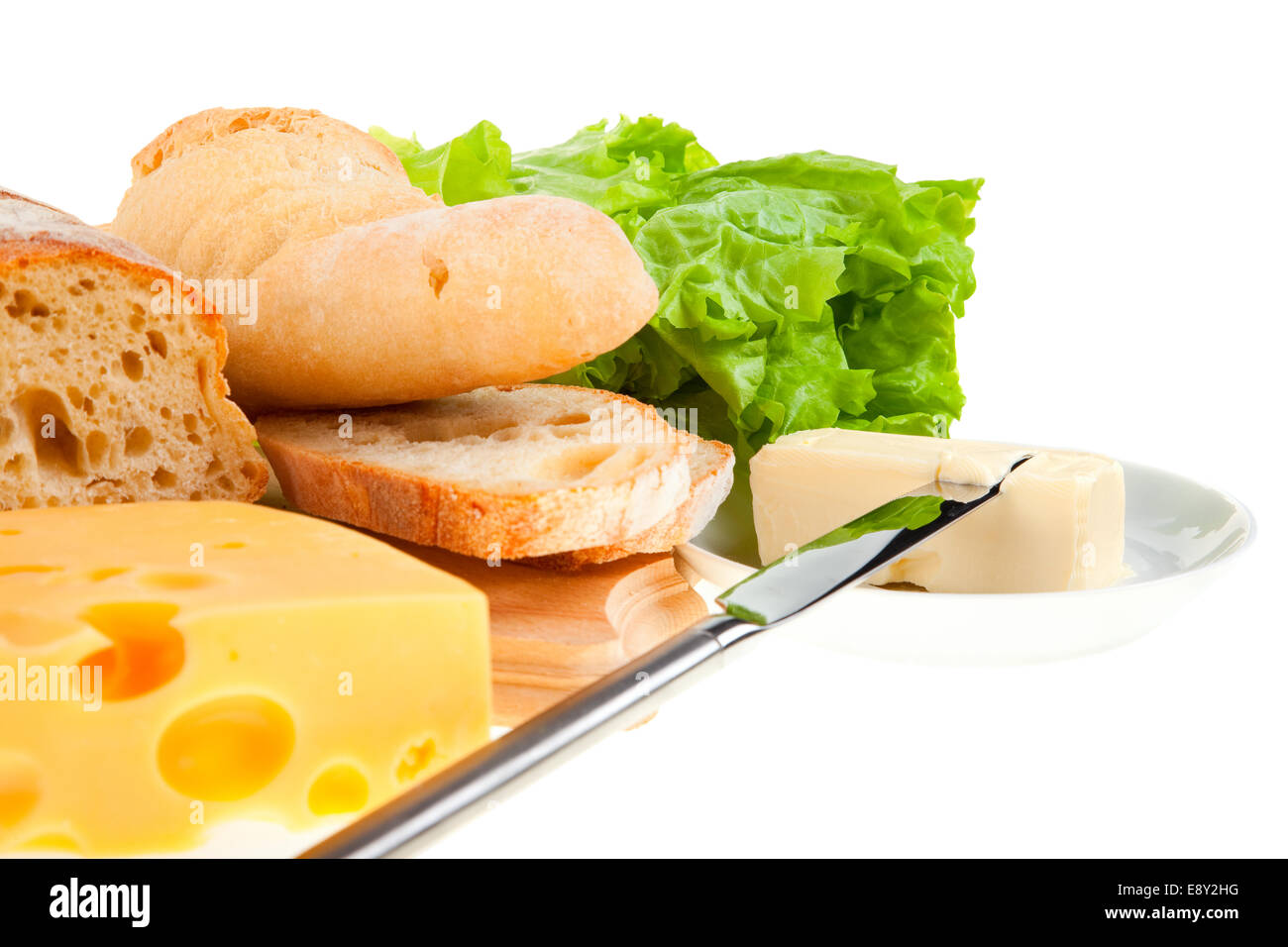 piece of butter, bread and a knife Stock Photo - Alamy