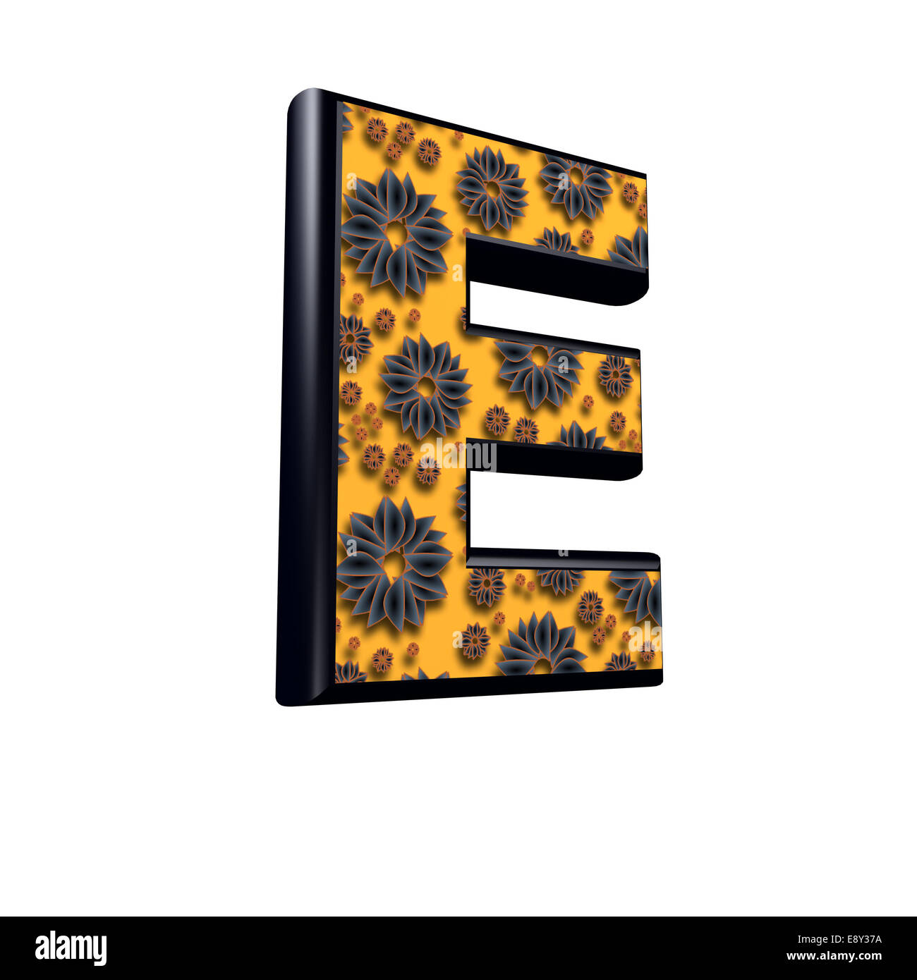 3d letter with floral design - e Stock Photo - Alamy
