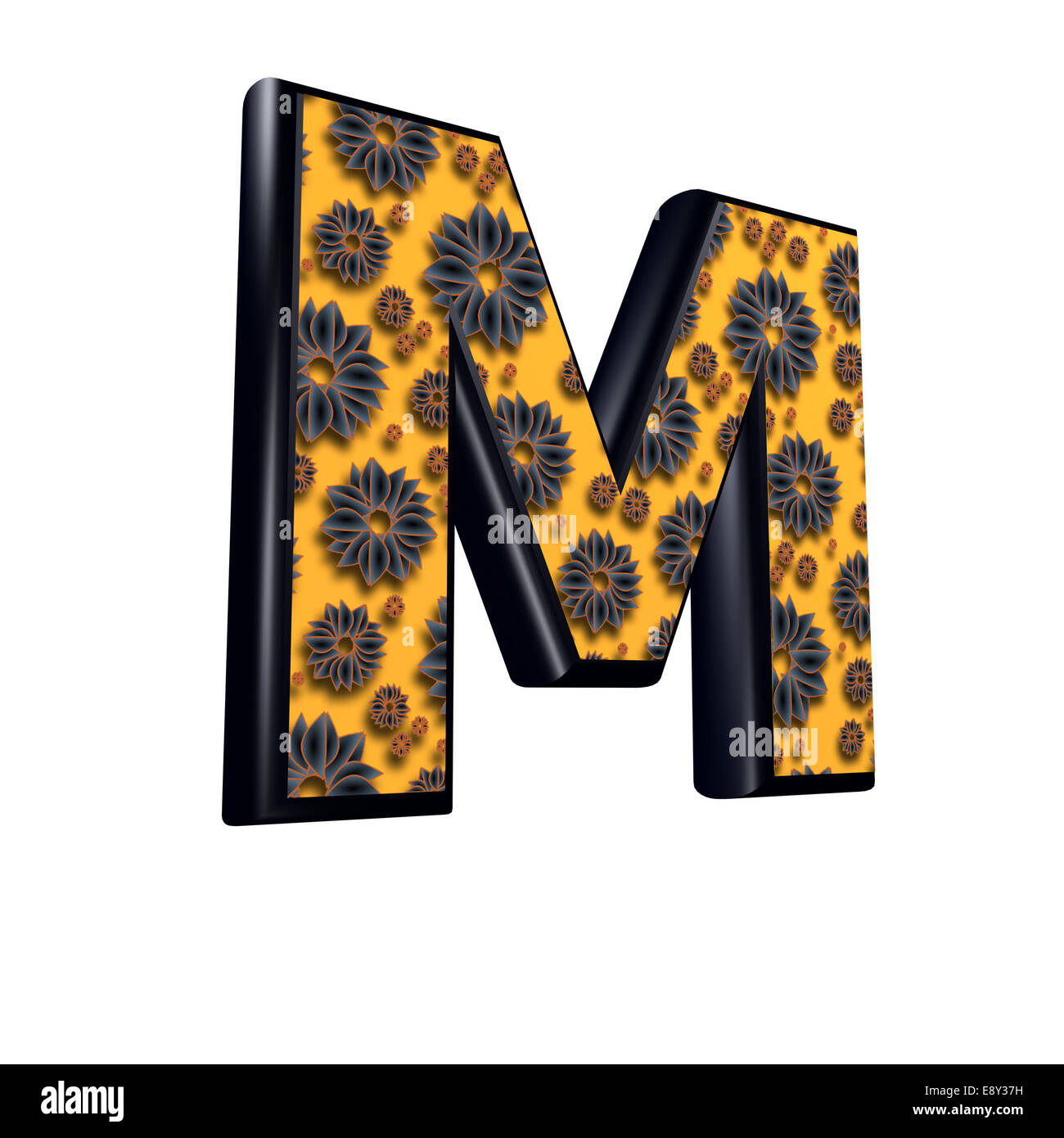 3d letter with floral design - m Stock Photo - Alamy