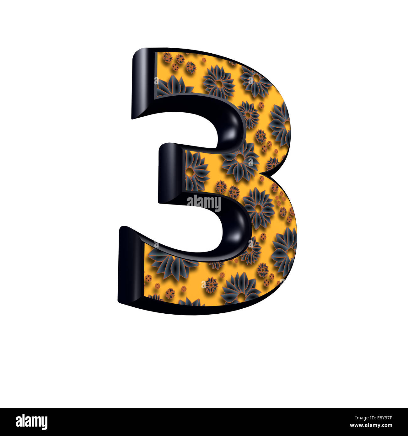 3d digit with floral design - 3 Stock Photo - Alamy