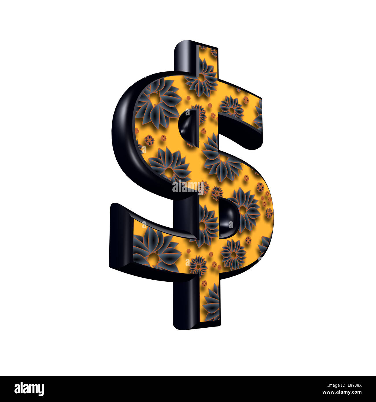 3d currency sign with floral design - dollar Stock Photo - Alamy