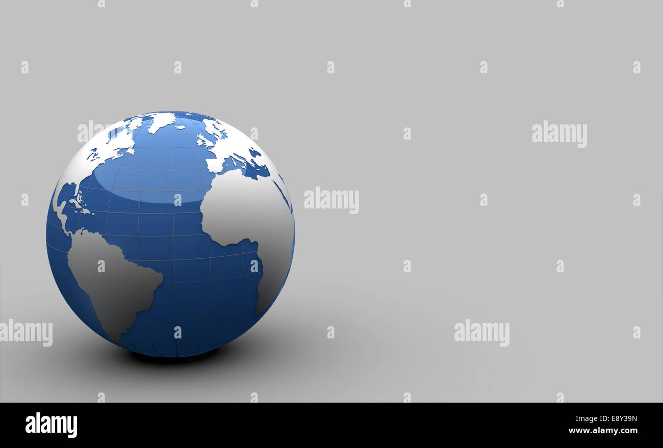 blue glass globe on grey background Stock Photo - Alamy