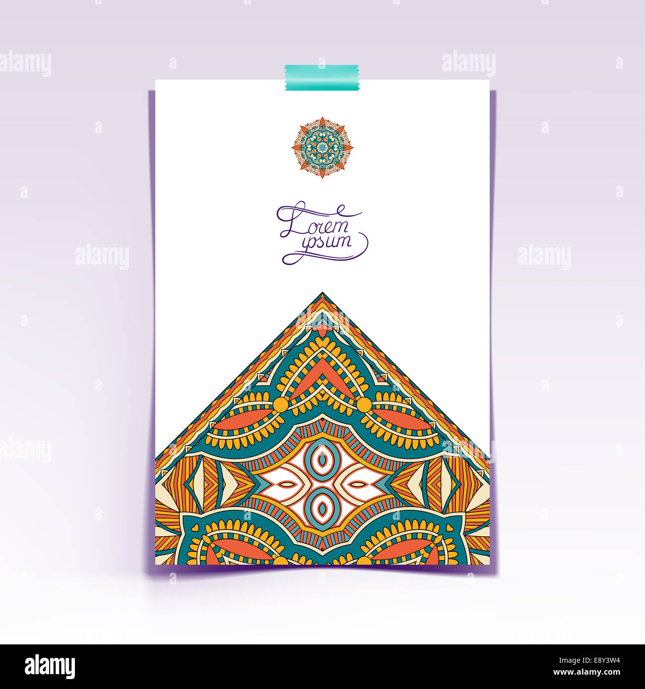 decorative sheet of paper with oriental floral design and place Stock ...