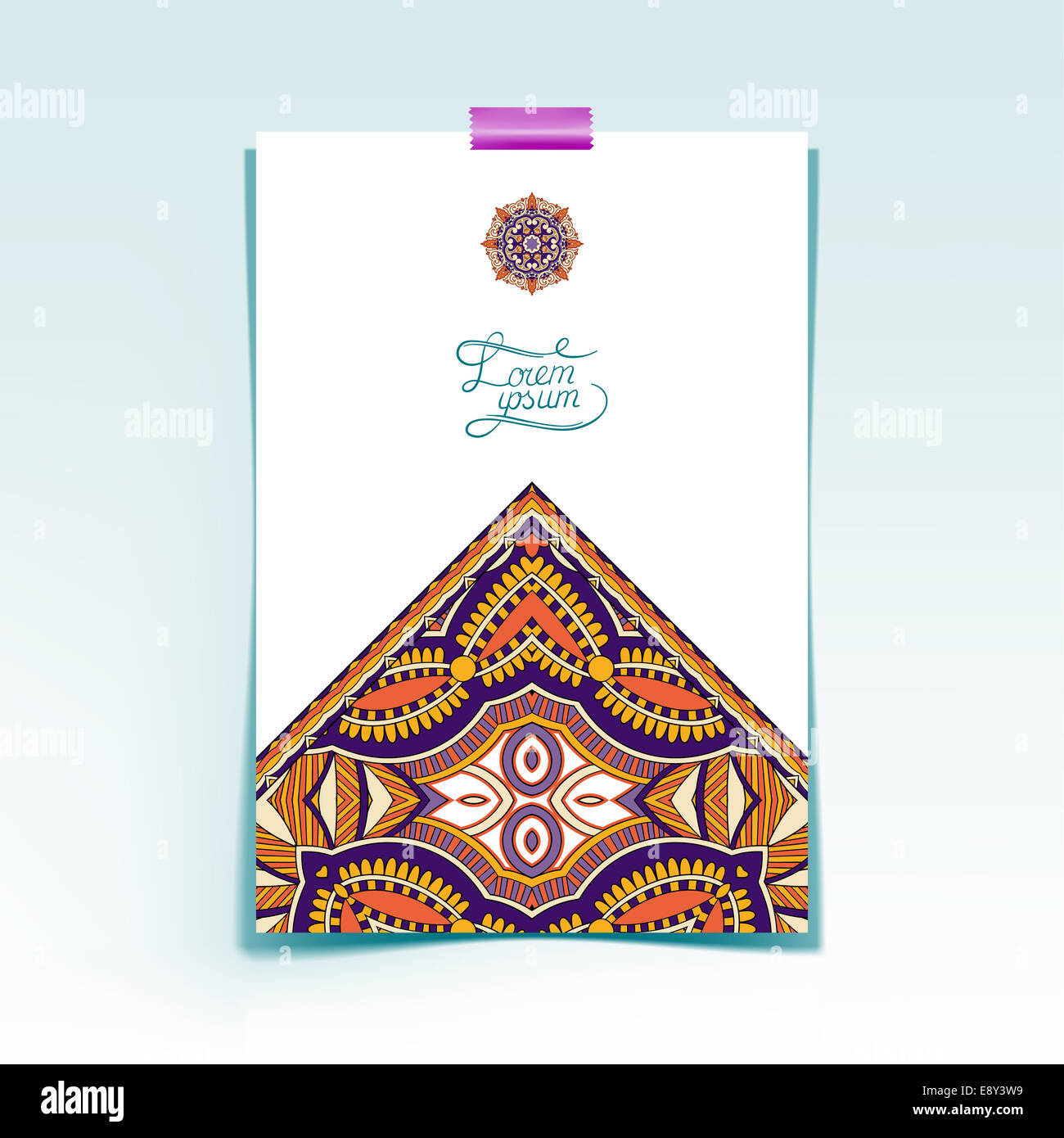 decorative sheet of paper with oriental floral design and place Stock ...