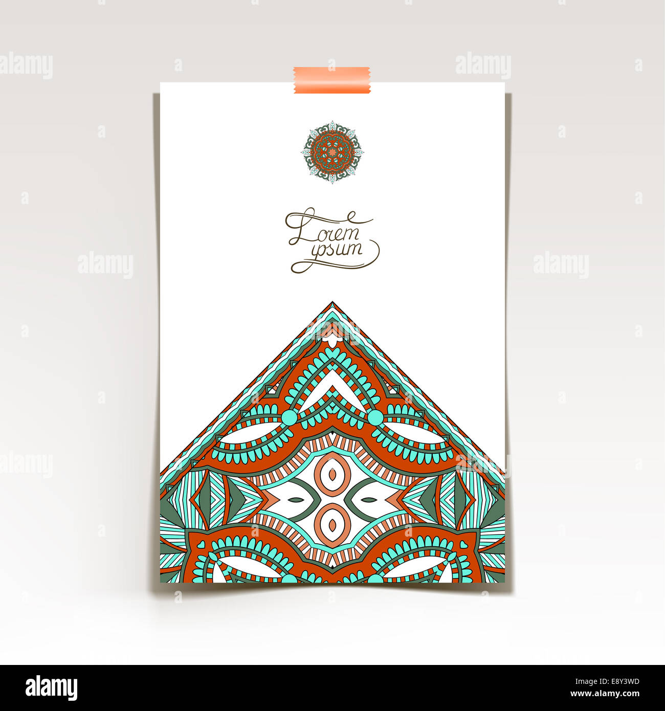decorative sheet of paper with oriental floral design and place Stock ...