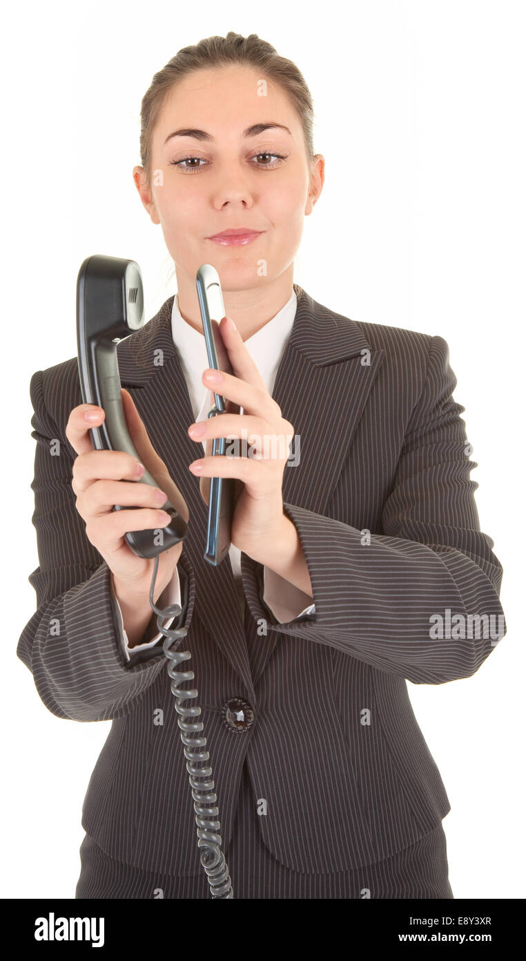 emotional woman with a telephone Stock Photo - Alamy