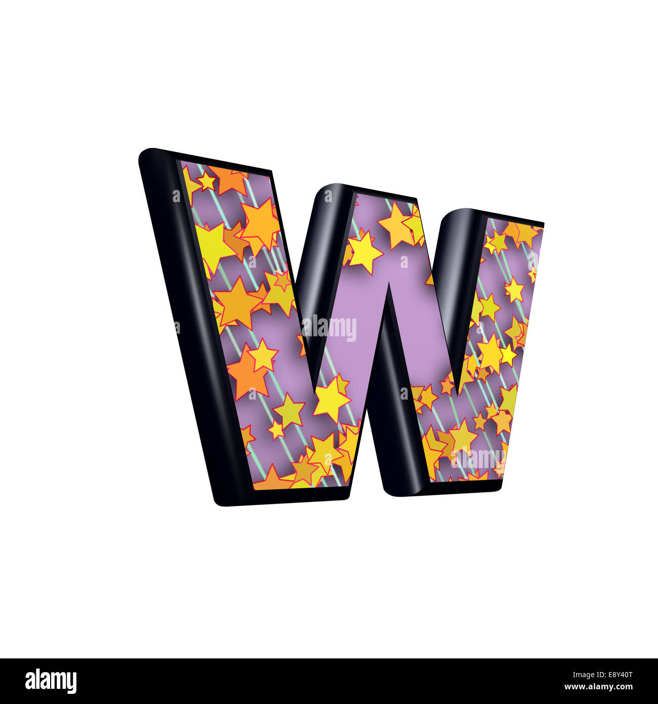 3d letter with decorative star texture - w Stock Photo - Alamy