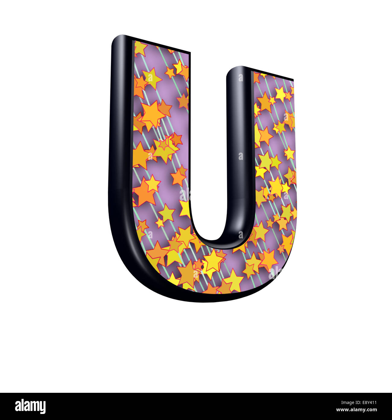 3d letter with decorative star texture - u Stock Photo - Alamy