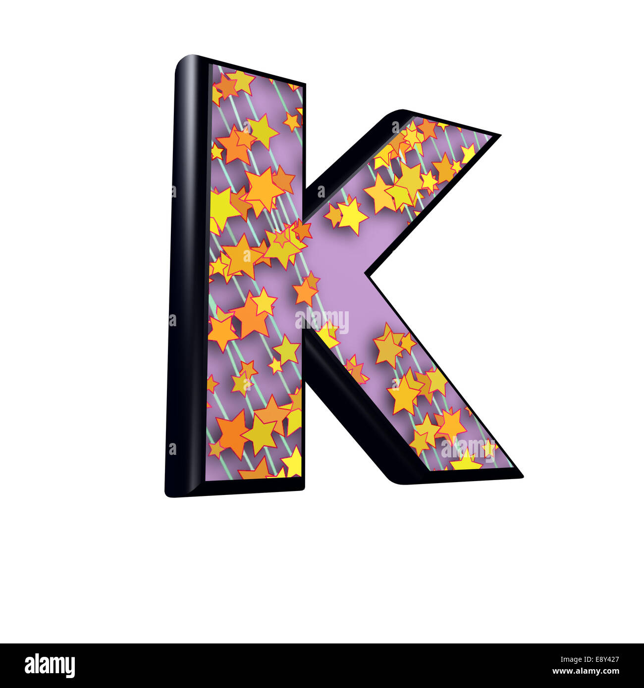 3d letter with decorative star texture - k Stock Photo - Alamy