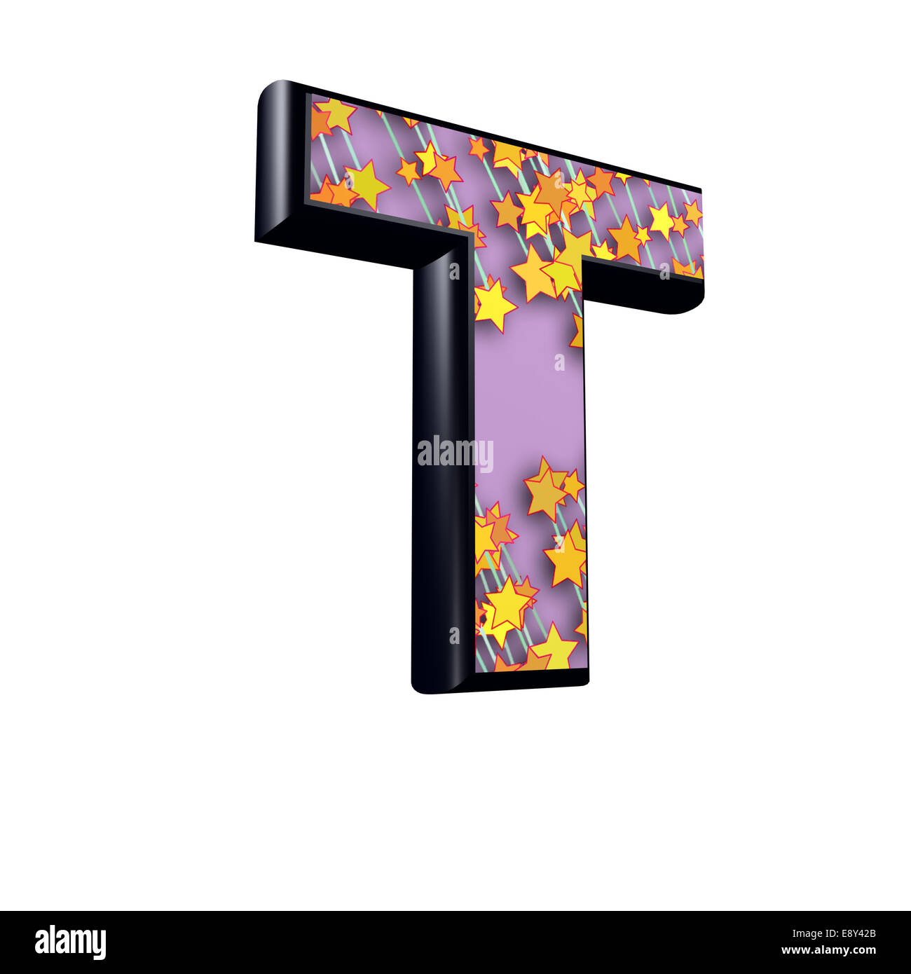 3d letter with decorative star texture - t Stock Photo - Alamy