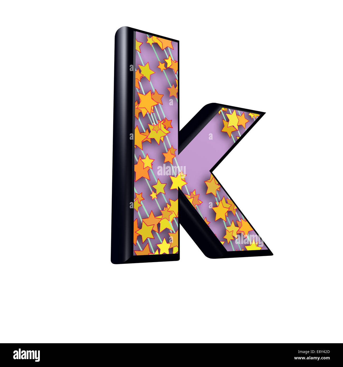 3d letter with decorative star texture - k Stock Photo - Alamy