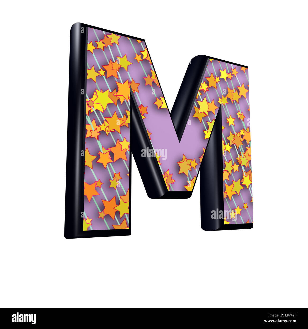 3d letter with decorative star texture - m Stock Photo - Alamy