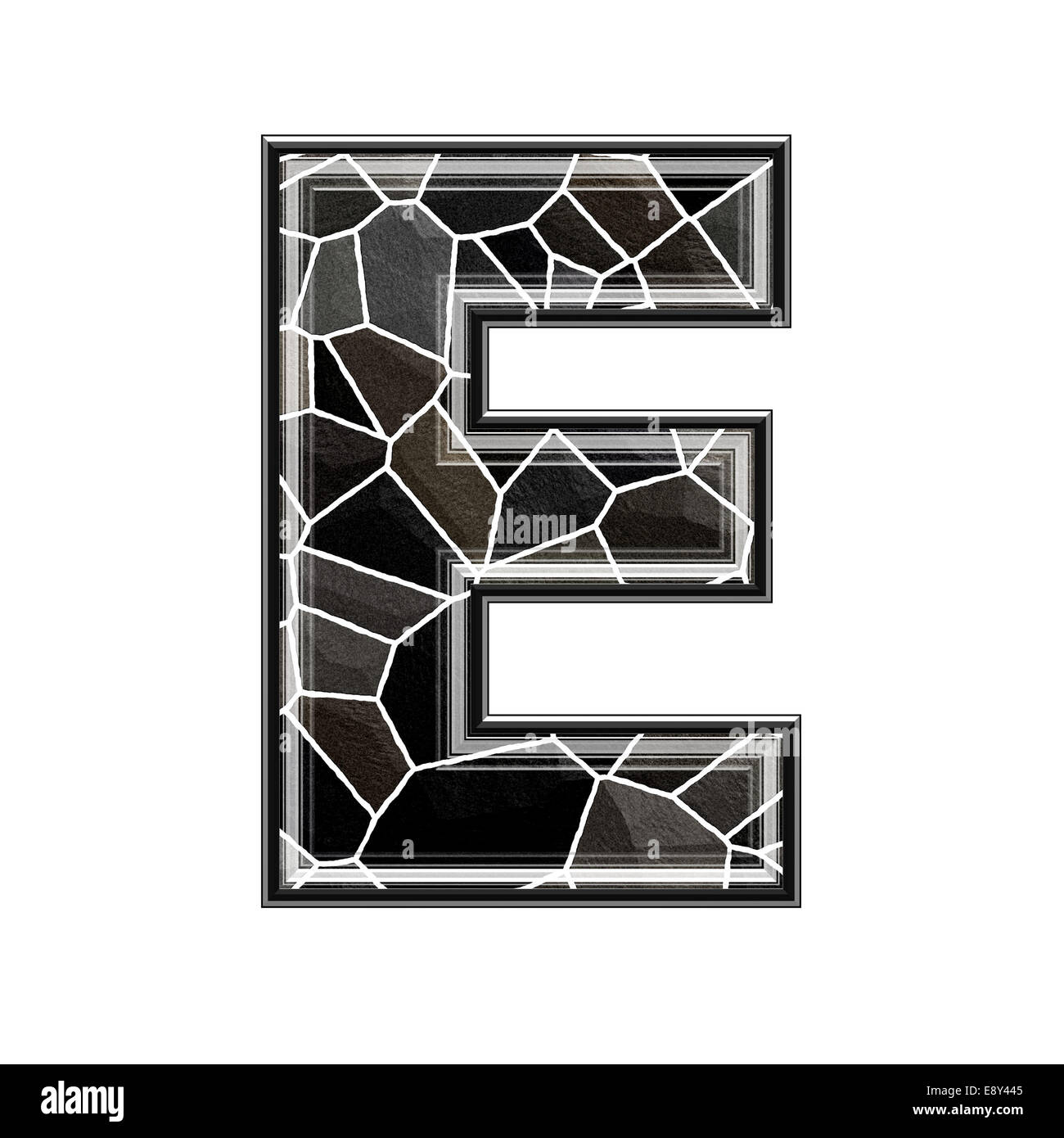 Abstract 3d letter with stone wall texture - E Stock Photo - Alamy