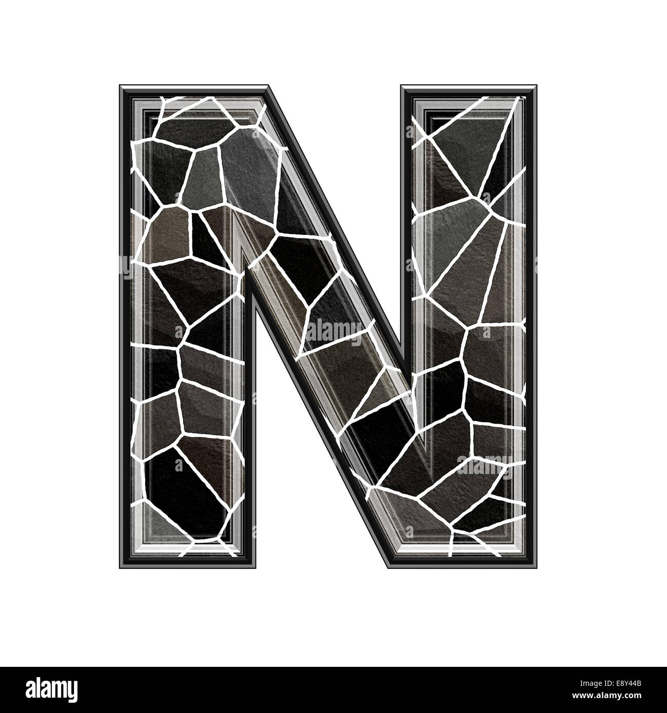 Abstract 3d letter with stone wall texture - N Stock Photo - Alamy