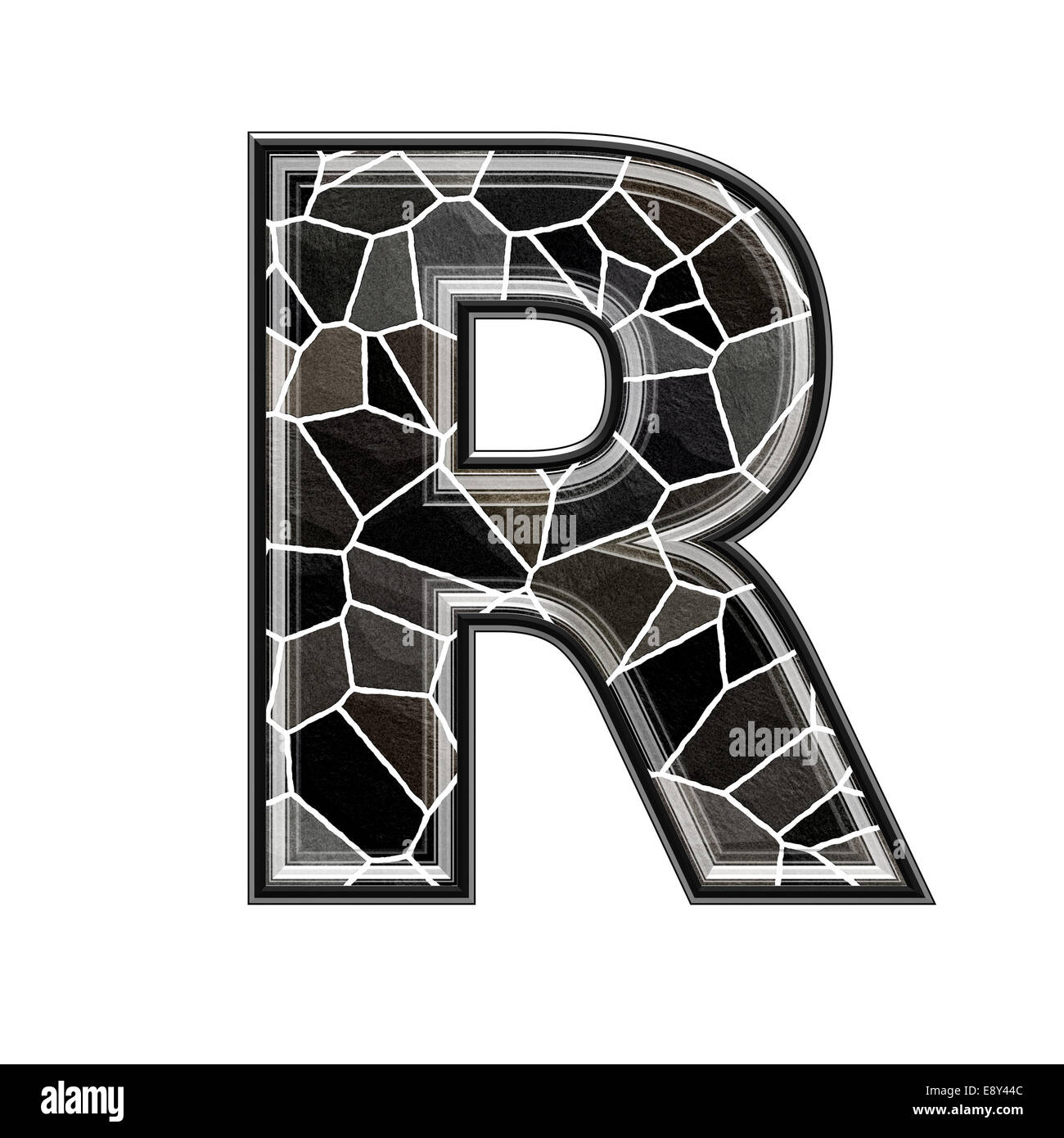 Abstract 3d letter with stone wall texture - R Stock Photo - Alamy
