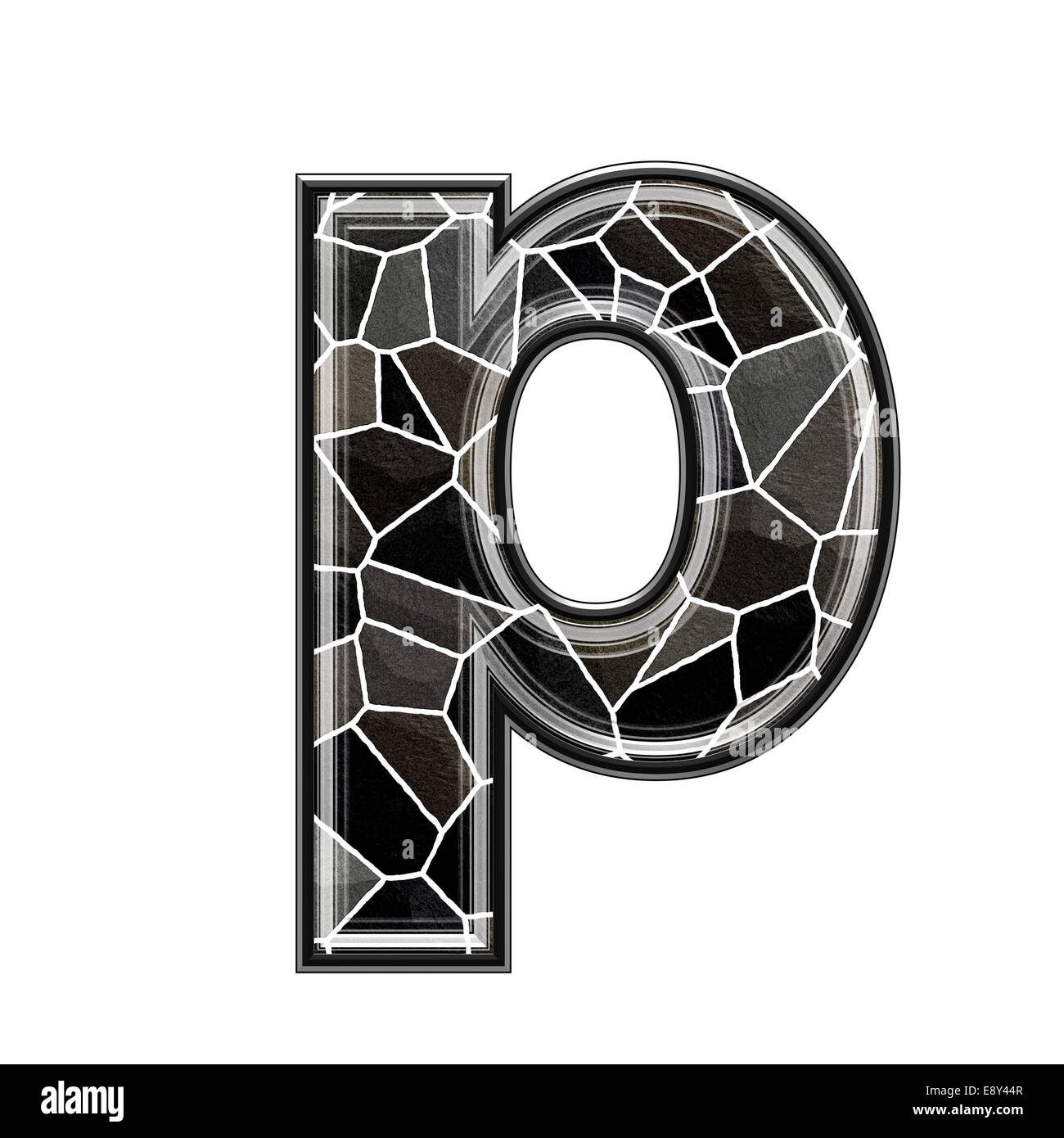 Abstract 3d letter with stone wall texture - P Stock Photo - Alamy