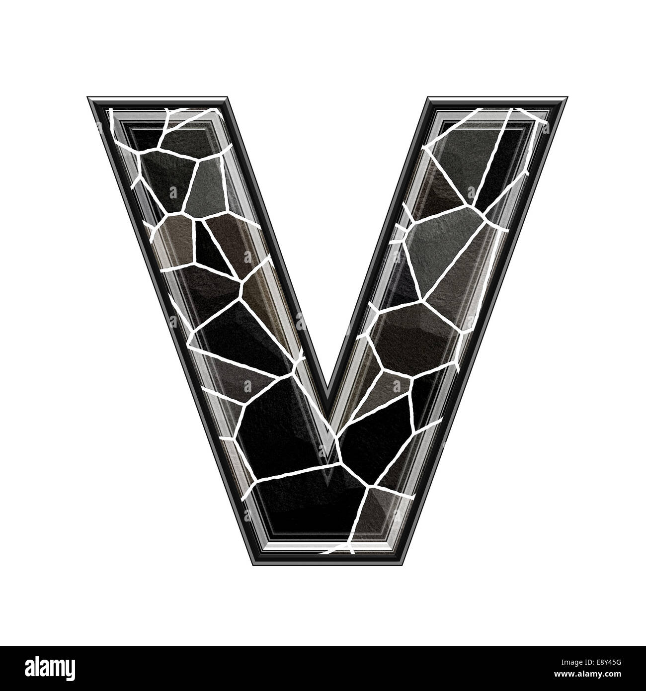Abstract 3d letter with stone wall texture - V Stock Photo - Alamy
