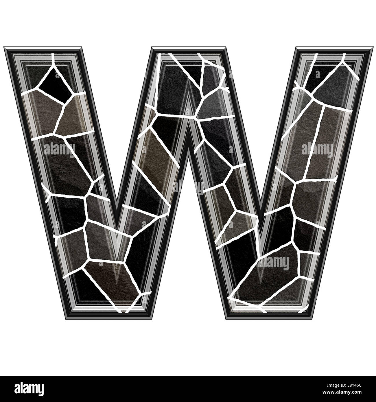 Abstract 3d letter with stone wall texture - W Stock Photo - Alamy