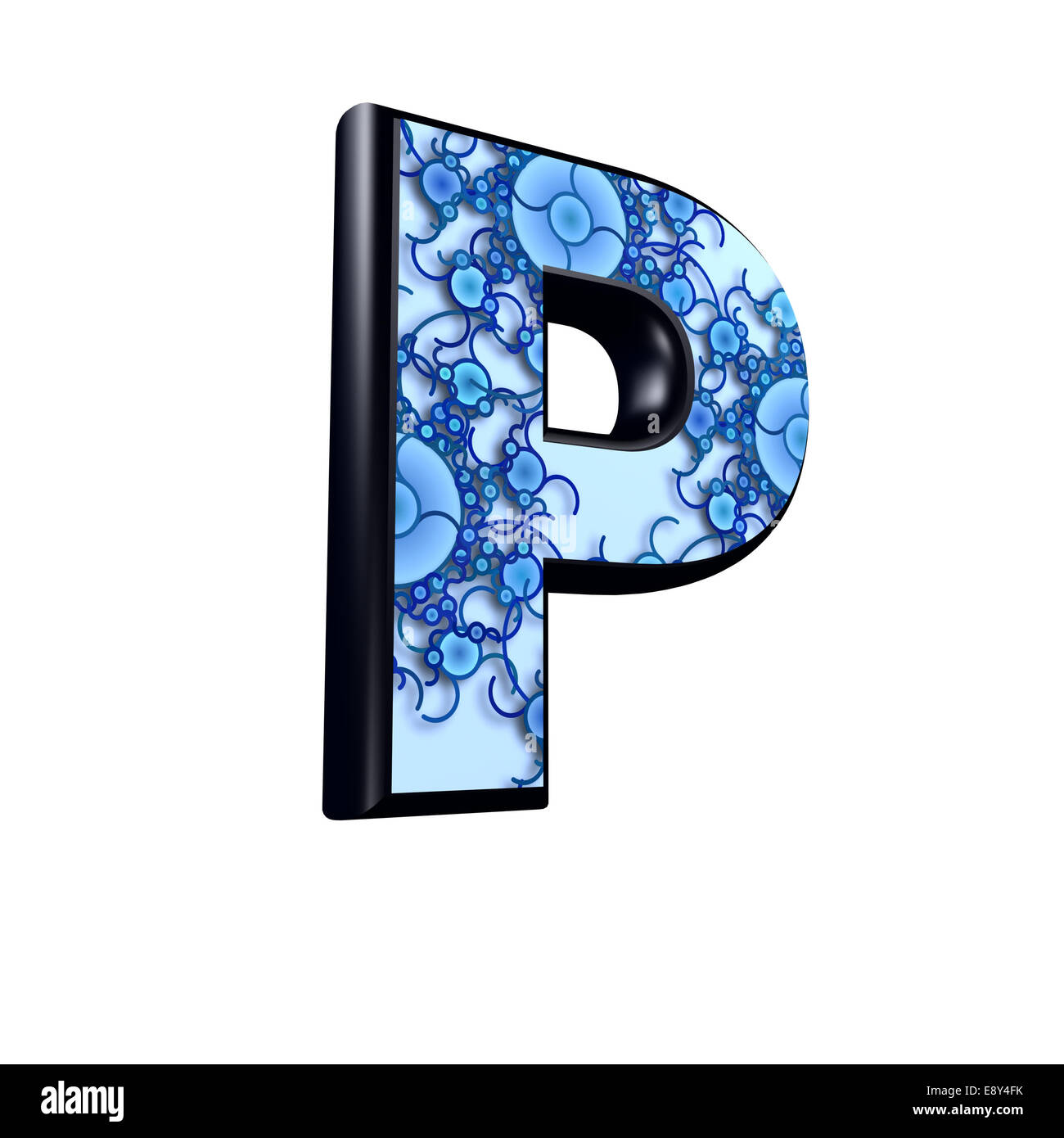 3d letter with decorative blue texture - p Stock Photo - Alamy