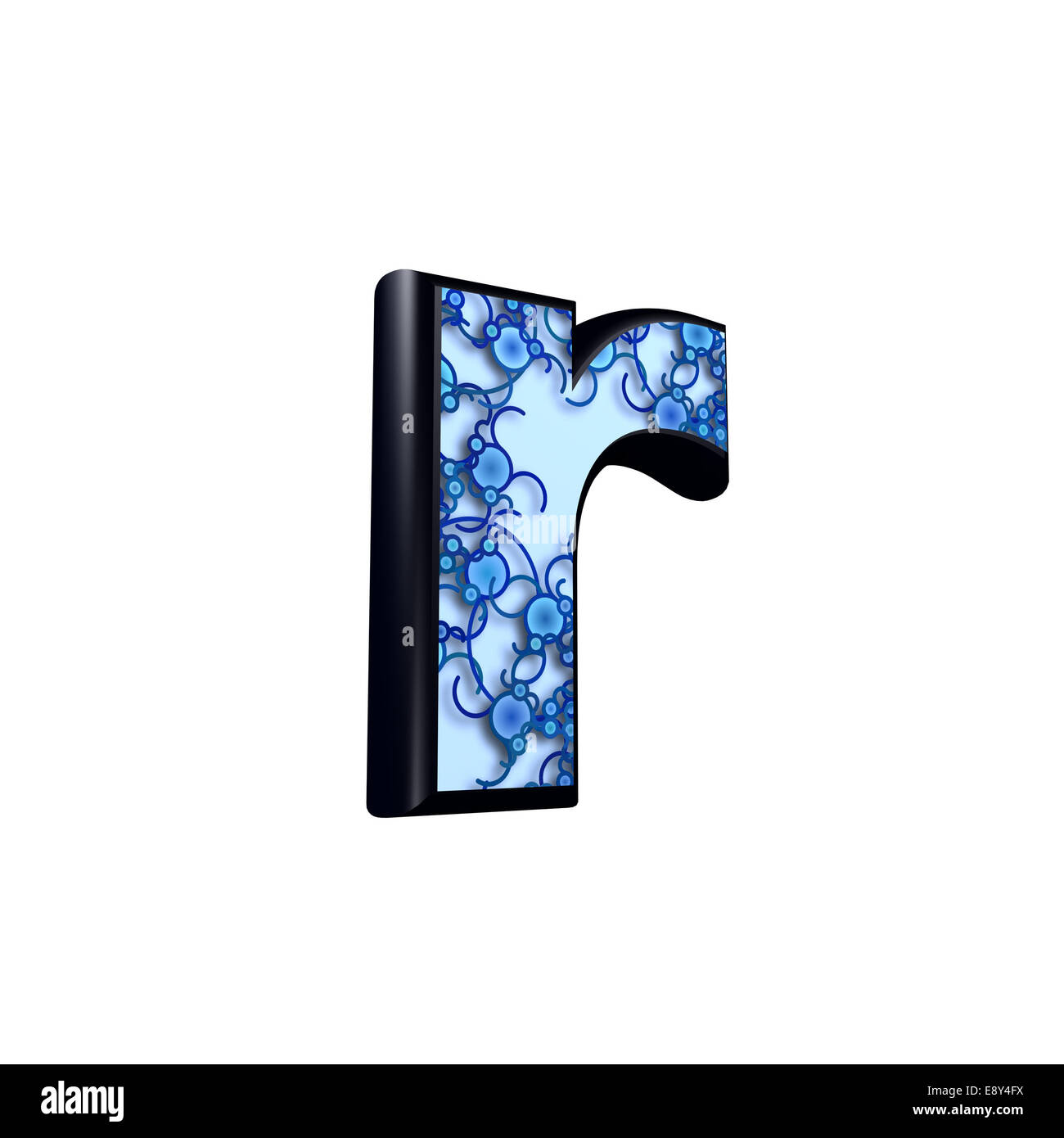 3d letter with decorative blue texture - r Stock Photo - Alamy