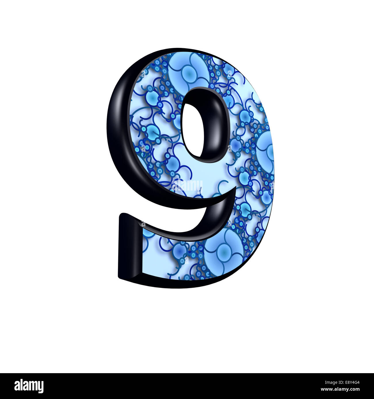 3d digit with decorative blue texture - 9 Stock Photo - Alamy